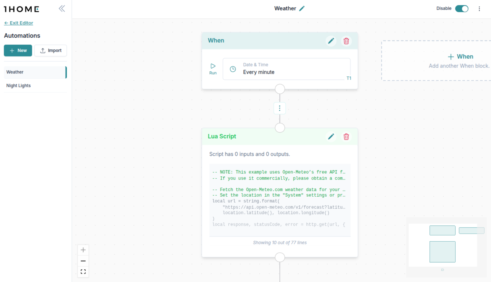 Blocco Script Lua | 1Home Server Documentazione